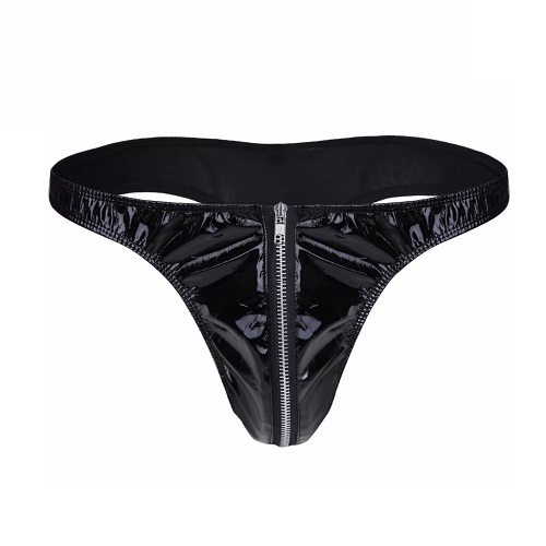 Men’s Gee V – Wet Look Zipper G-String - Lingerie Shop Australia